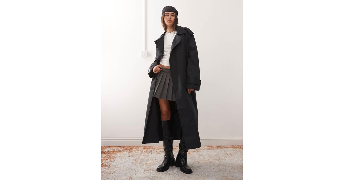 Weekday Oversized Trench Coat in Black | Lyst