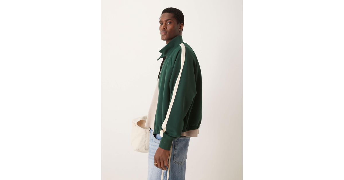 ASOS Oversized Cropped Track Jacket With Raglan Sleeve in Green for Men ...