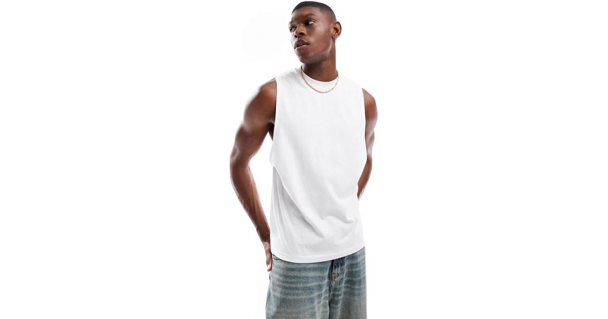ASOS Standard Crew Neck Tank in White for Men | Lyst