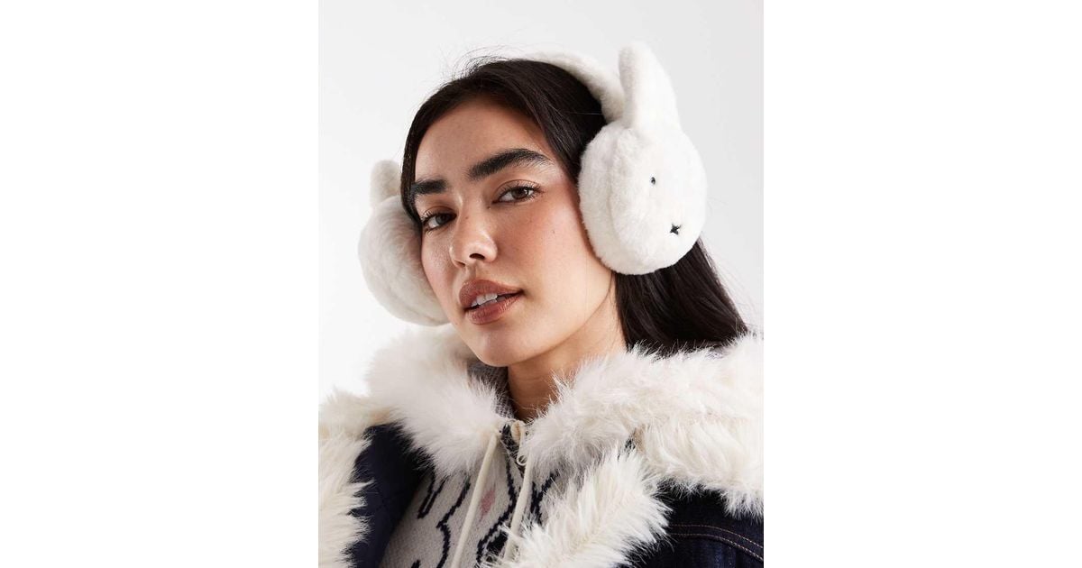 Daisy Street X Miffy Fluffy Ear Muffs-white in Black | Lyst UK