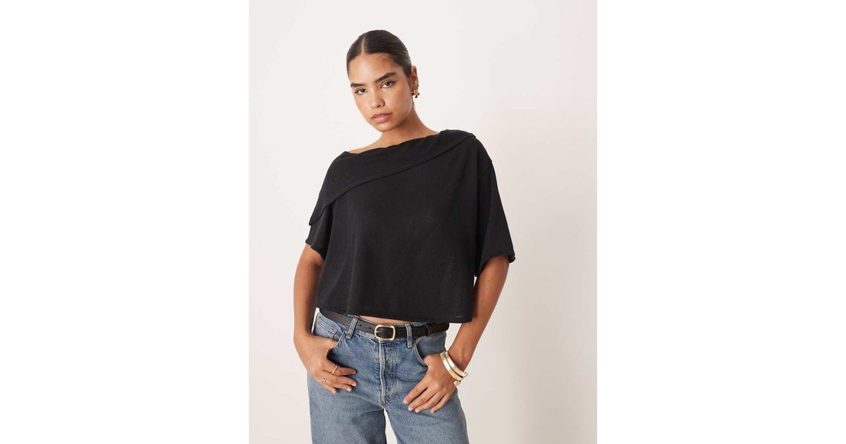 ASOS Clean Cape Layer Crop Top in Black | Lyst UK