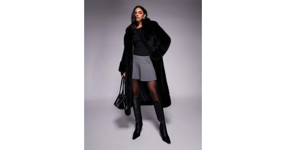 Forever New Long Faux Fur Coat in Black | Lyst UK