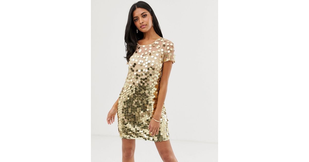 French Connection Basu Sequined Shift Dress in Metallic | Lyst