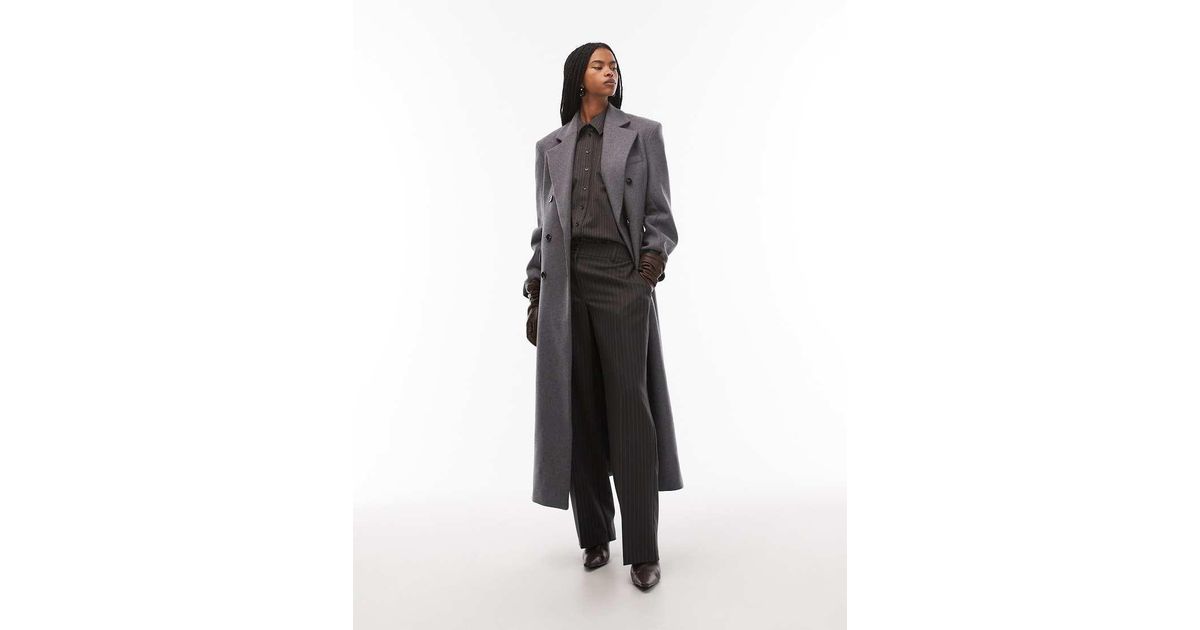 & Other Stories Wool Double Breasted Maxi Coat With Bold Shoulder ...