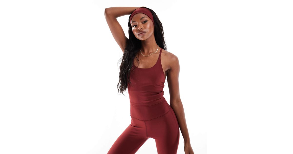 ASOS Icon Yoga Cami Vest With Inner Bra in Red | Lyst