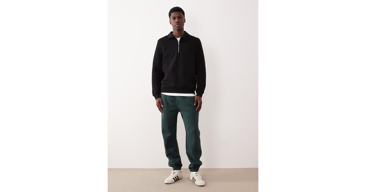 Abercrombie & Fitch baggy Essential Open Hem joggers in Black for Men ...