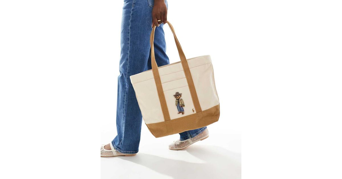Polo Ralph Lauren Tote Bag With Western Bear Logo in Blue | Lyst UK