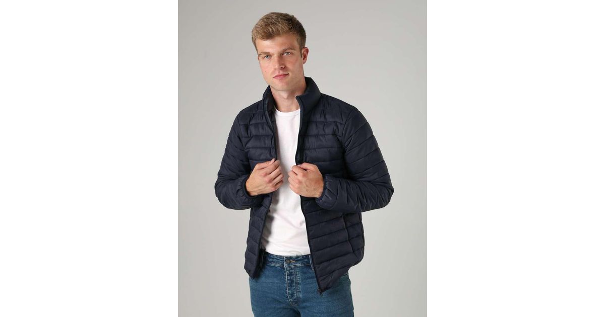 French Connection Superlight Funnel Neck Puffer Jacket in Blue for Men ...