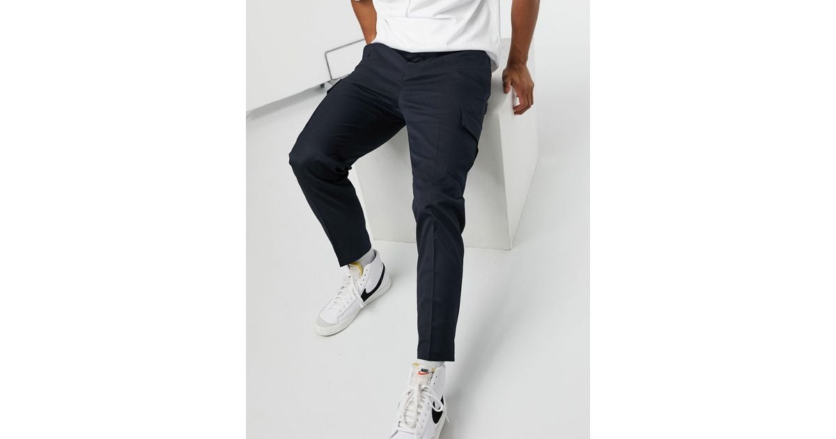 River Island Smart Cargo Trousers in Blue for Men | Lyst