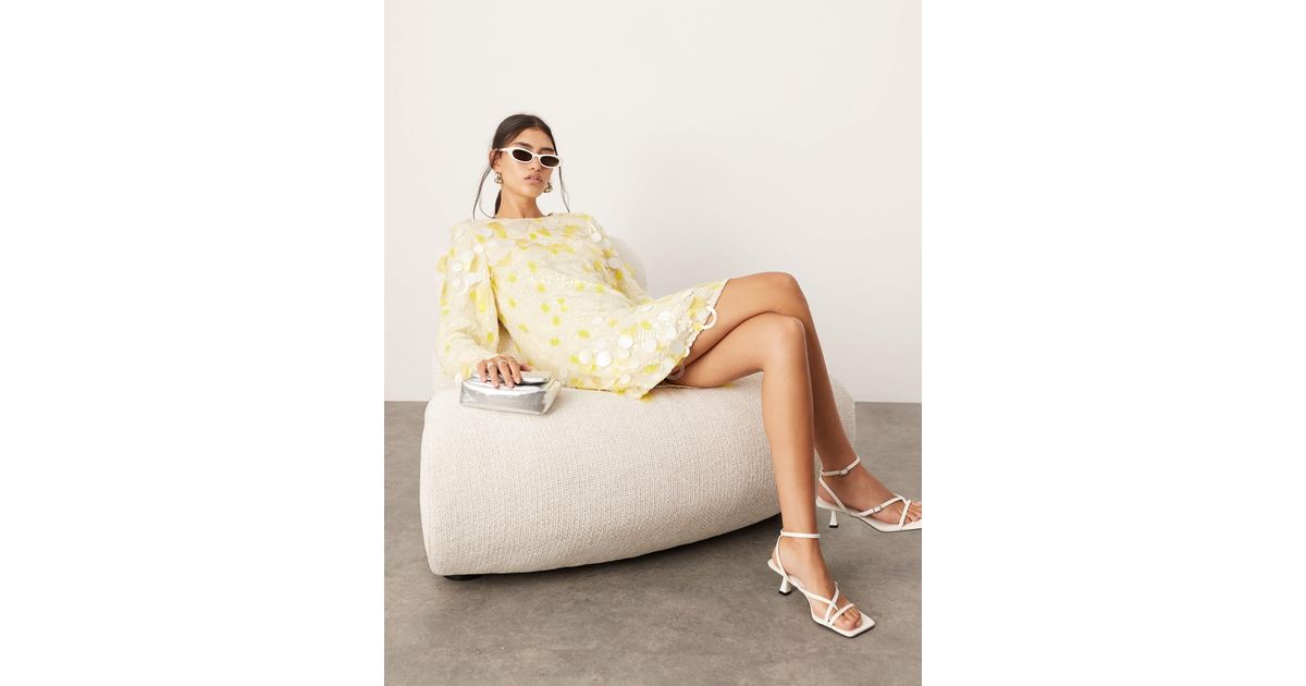 ASOS Stacked Multi Sequin Loose Fit Mini Dress in Natural | Lyst