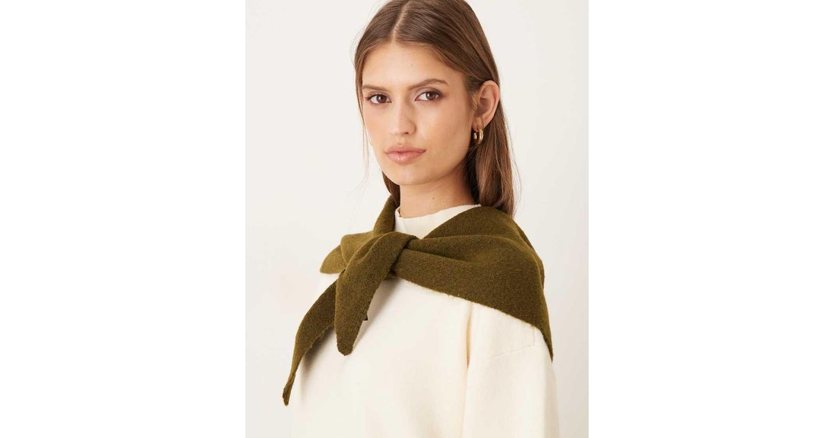 Accessorize Small Knit Triangle Scarf in Natural | Lyst UK