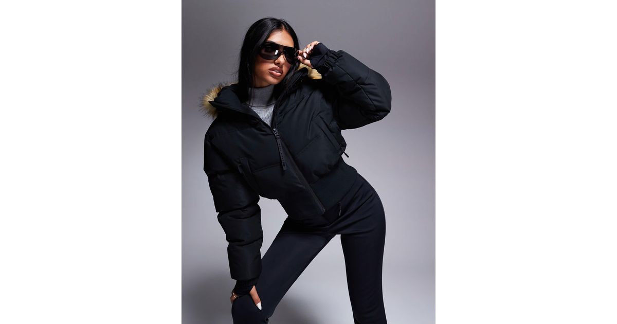 ASOS 4505 Ski & Snow 4505 Ski Cropped Insulated Ski Bomber Jacket With ...