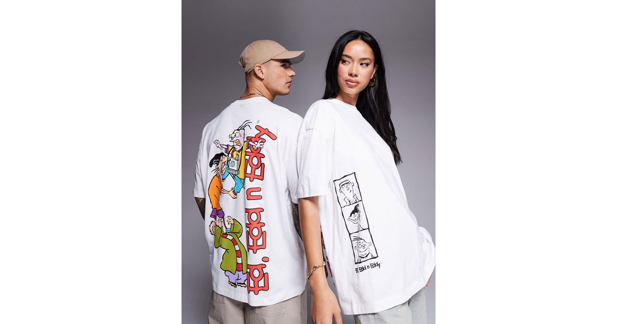 ASOS Unisex Oversized Licence T-shirt With Ed, Edd N Eddy Puff Prints ...