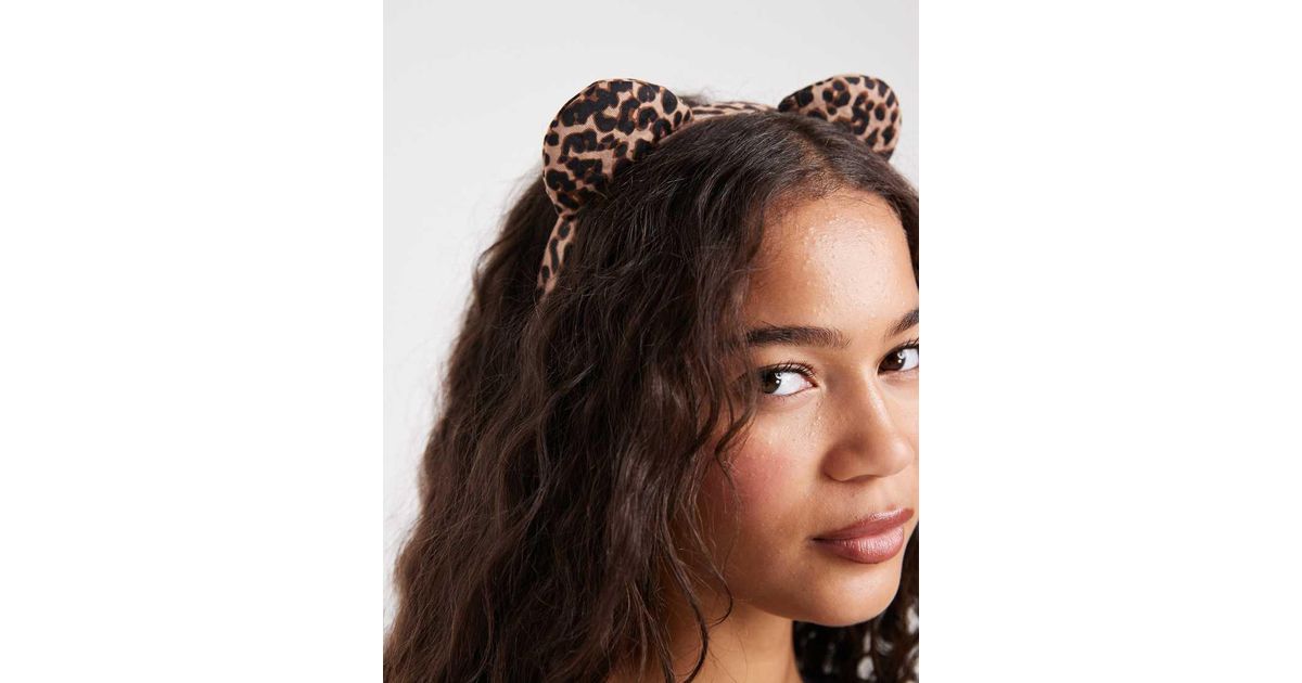 ASOS Halloween Headband With Fluffy Leopard Ears in Brown | Lyst UK