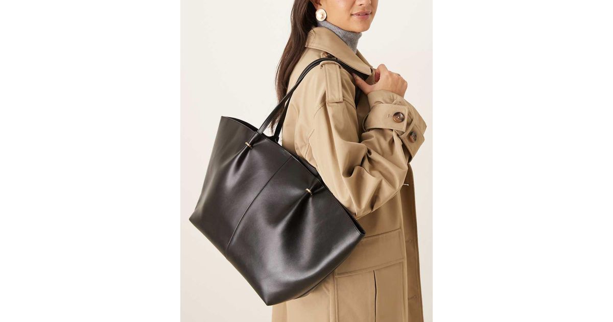 Mango Tote Bag With Gold Accents in Brown | Lyst UK