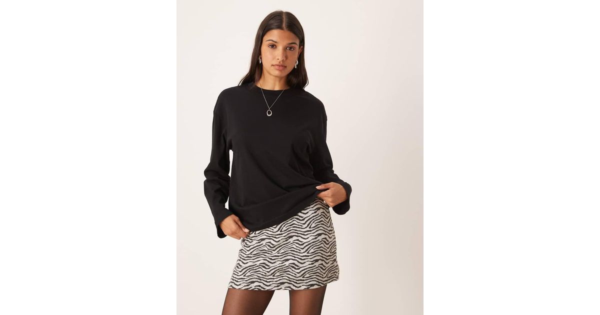 ASOS Jacquard Zebra Print Skort in Black | Lyst UK