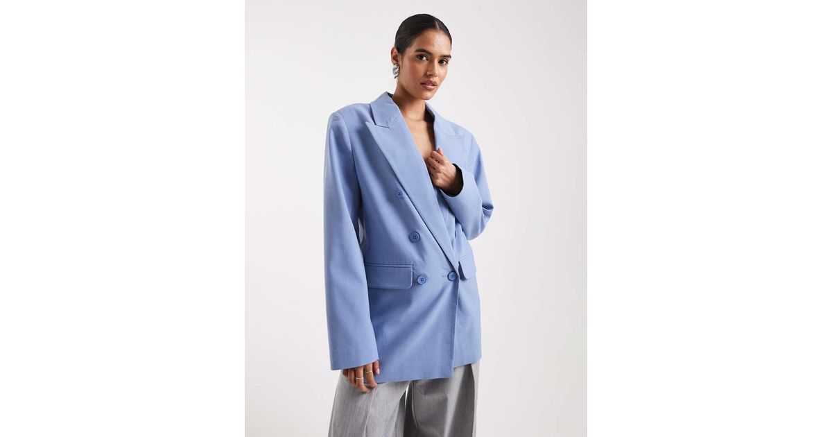 ASOS Tailored Boxy Oversized Blazer Suit in Blue | Lyst UK