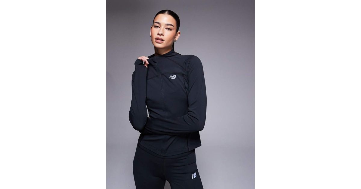 New Balance Harmony Fitted Full Zip Jacket in Blue | Lyst UK