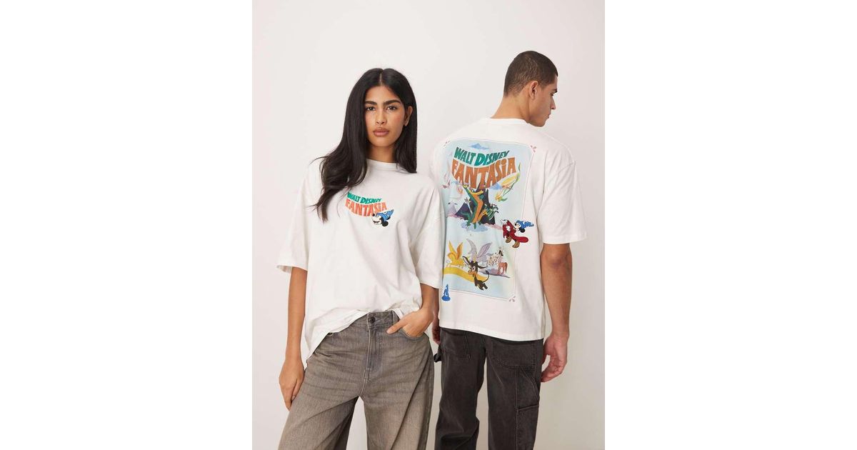ASOS Disney Fantasia Oversized T-Shirt With Mickey Mouse Embroidery in ...