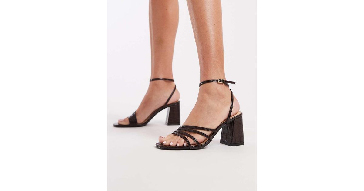 New Look Block Heeled Multistrap Sandal in Natural | Lyst UK