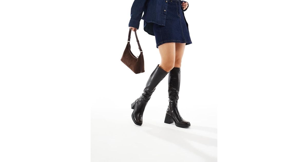 schuh Doja Chunky Knee Boots in Blue | Lyst UK