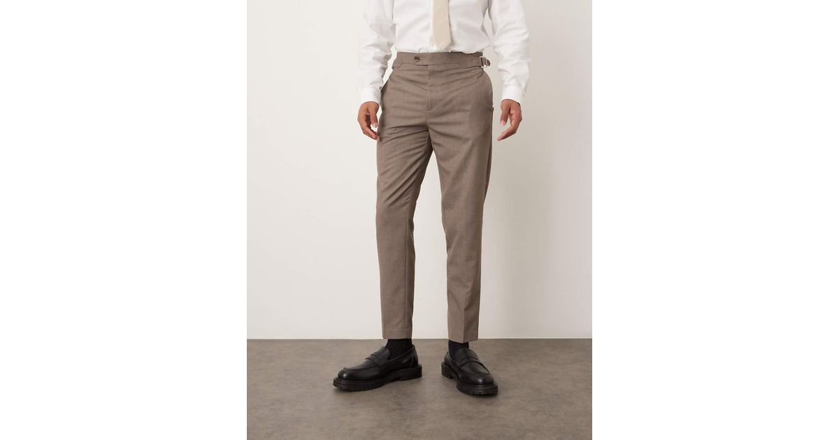 ASOS Tapered Flannel Dress Pants in Natural for Men | Lyst UK