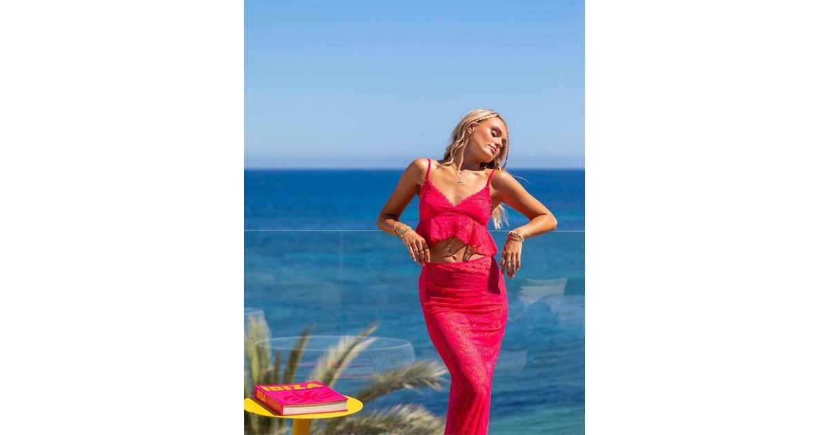 South Beach X Misha Grimes Lace Cami Beach Top Co-Ord in Blue | Lyst UK