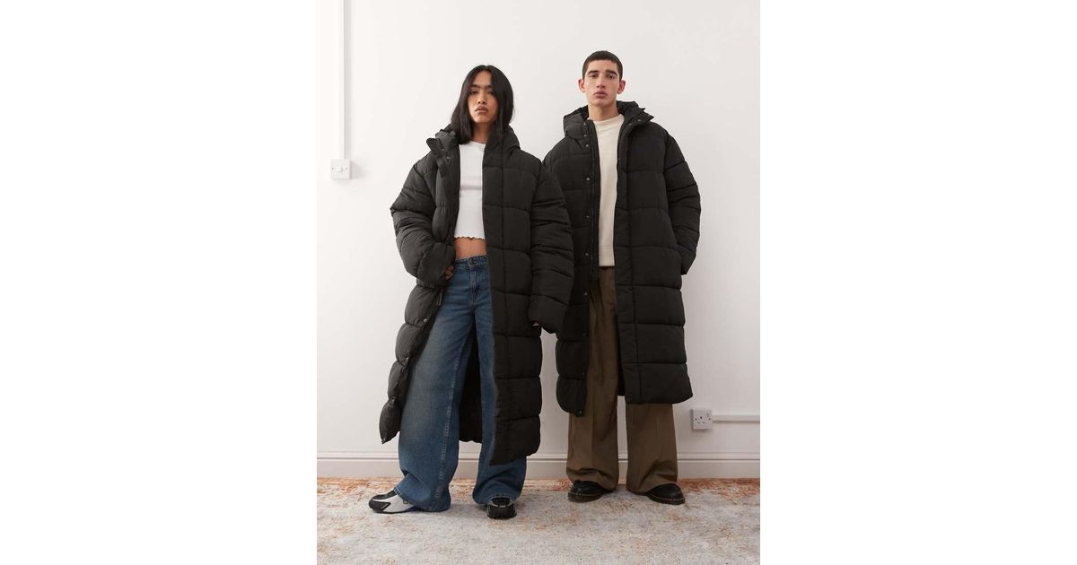 Collusion Unisex Maxi Puffer Coat in Black | Lyst UK