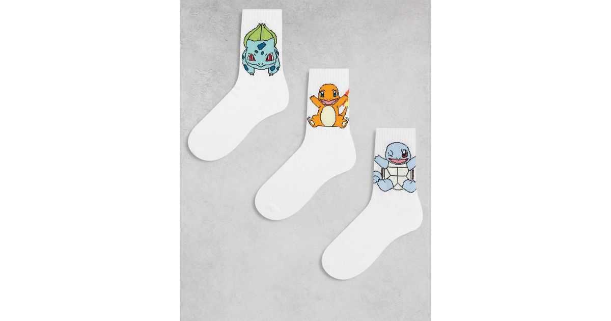ASOS Pokémon 3 Pack Socks in White for Men | Lyst UK