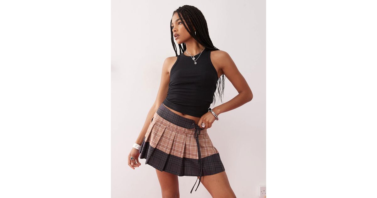 Collusion Pleated Micro Skirt in Gray | Lyst