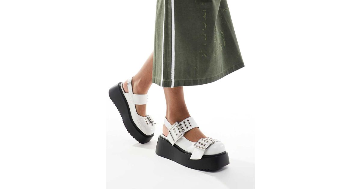 LAMODA On Your Side Flatform Mary Jane Shoes in Green | Lyst UK