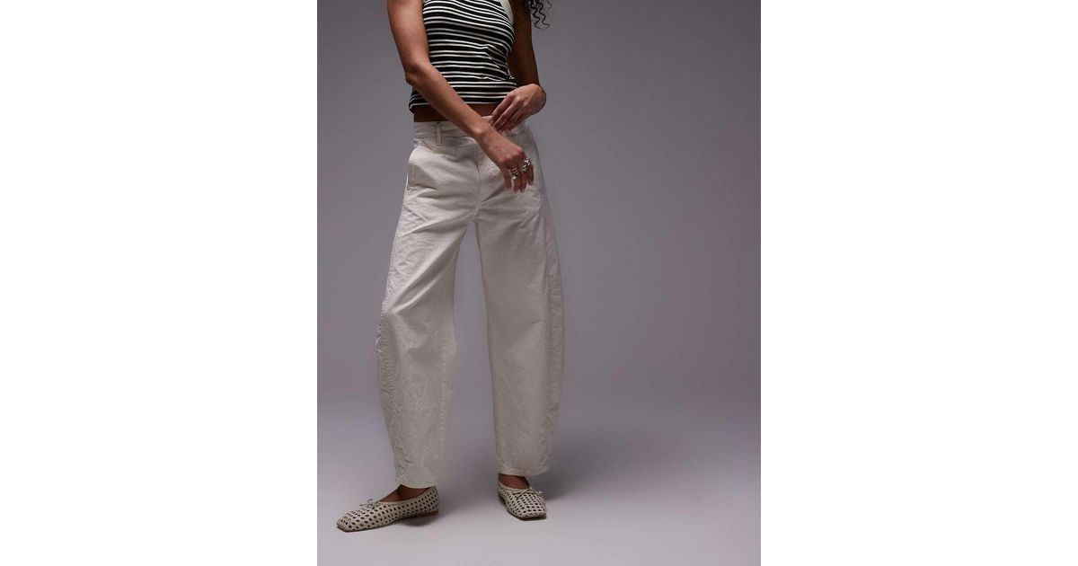 ARKET Linen Blend Barrel Leg Trousers With Panels in Grey | Lyst UK