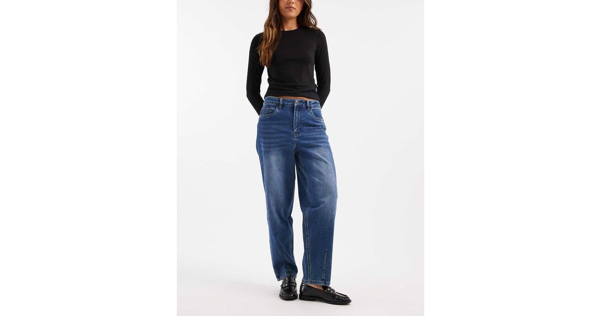 Object Premium Barrel Leg Jeans in Blue | Lyst UK