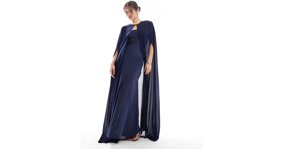 TFNC London Bridesmaids Chiffon Maxi Cape in Blue | Lyst