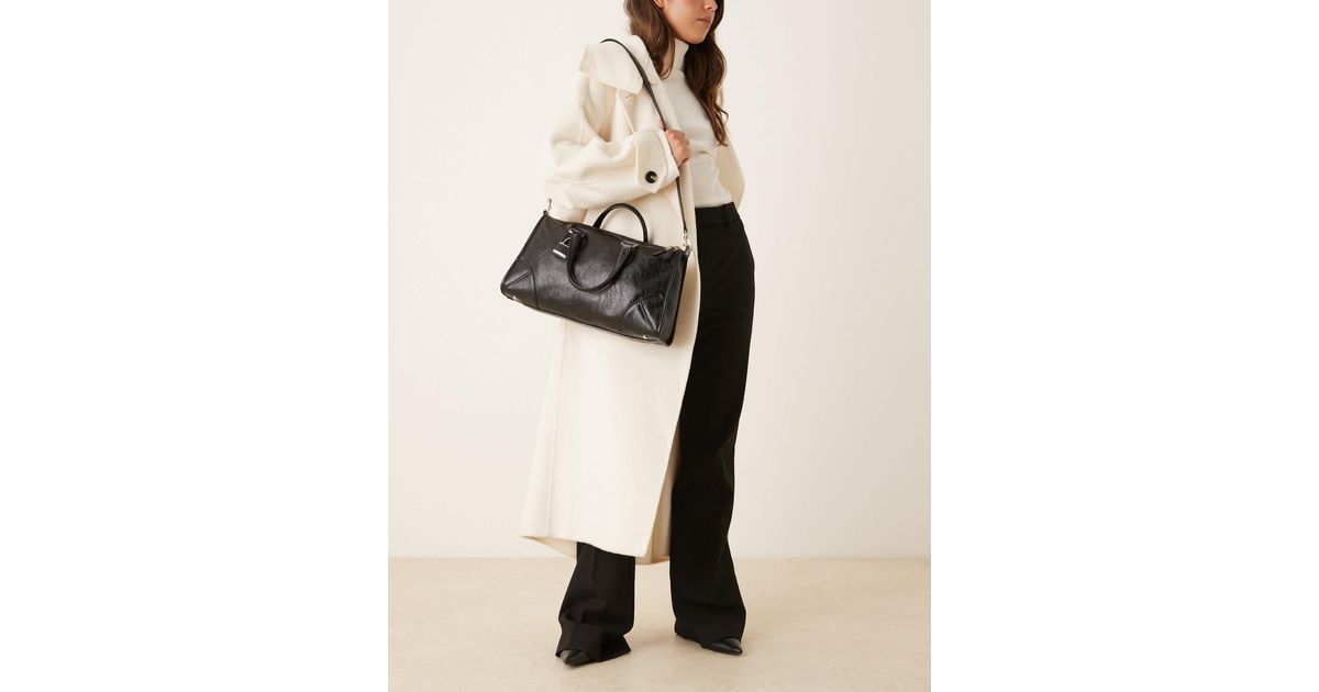 Mango Lock Charm City Bag in Natural | Lyst