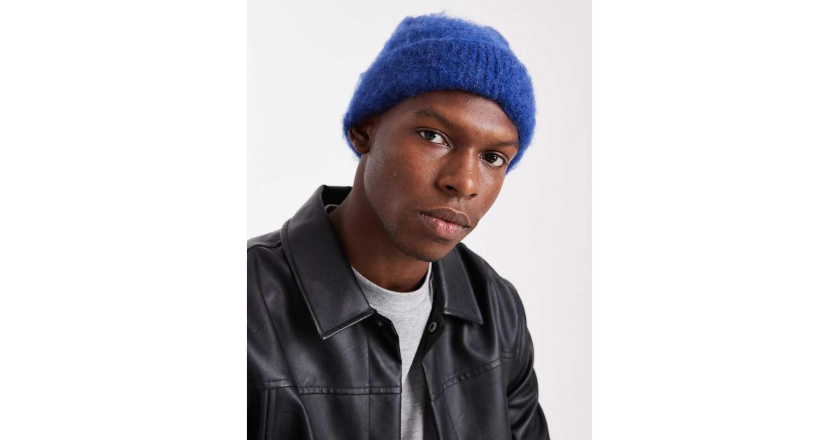 ASOS Knitted Beanie in Blue for Men | Lyst UK