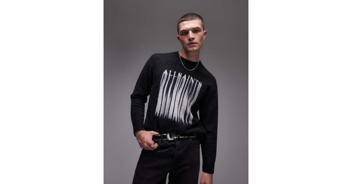 AllSaints Fayde Logo Knit Jumper in Grey for Men | Lyst UK