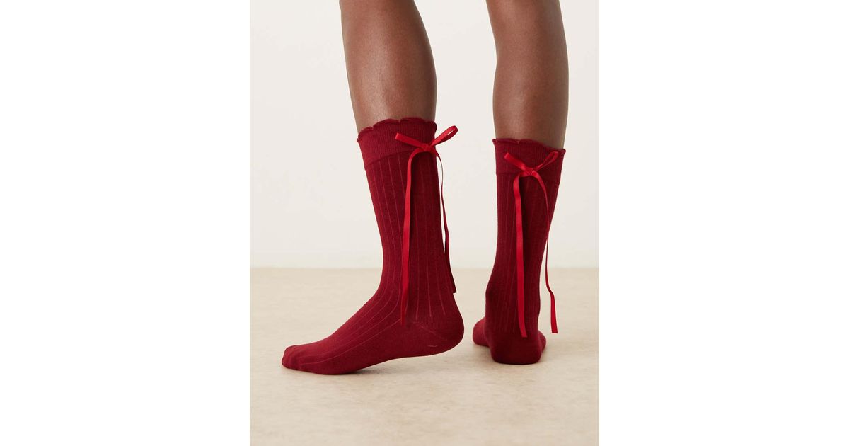 ASOS Socks With Ribbon Detail in Red | Lyst UK