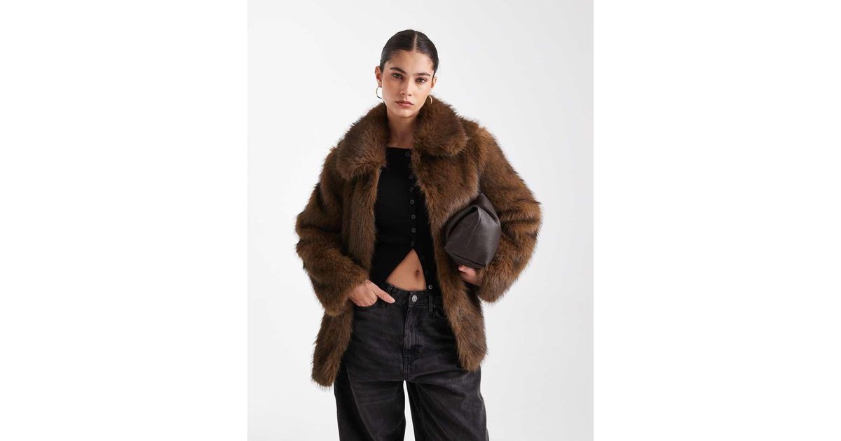 Vero Moda Super Soft Fluffy Faux Fur Jacket in Brown | Lyst UK