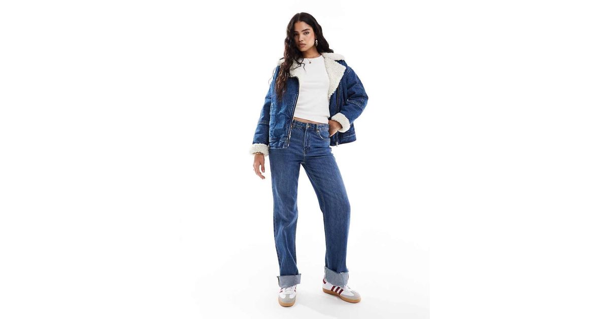 Levi's Sherpa Lined Denim Flight Jacket in Blue | Lyst UK