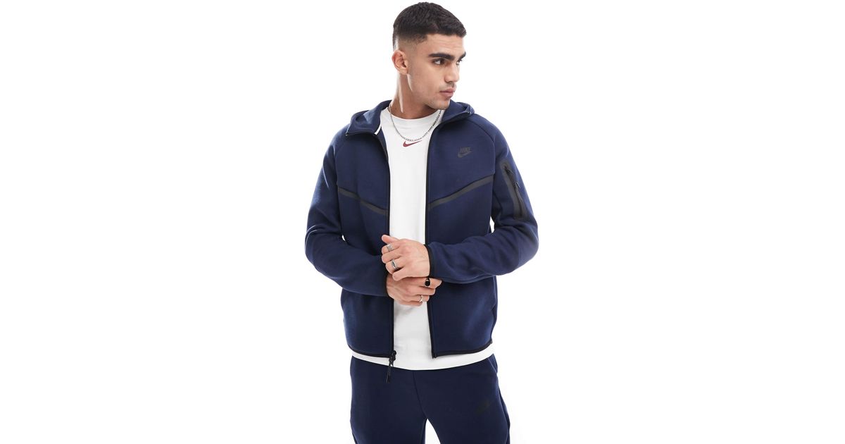 Nike Tech Fleece Full Zip Hoodie in Blue for Men | Lyst
