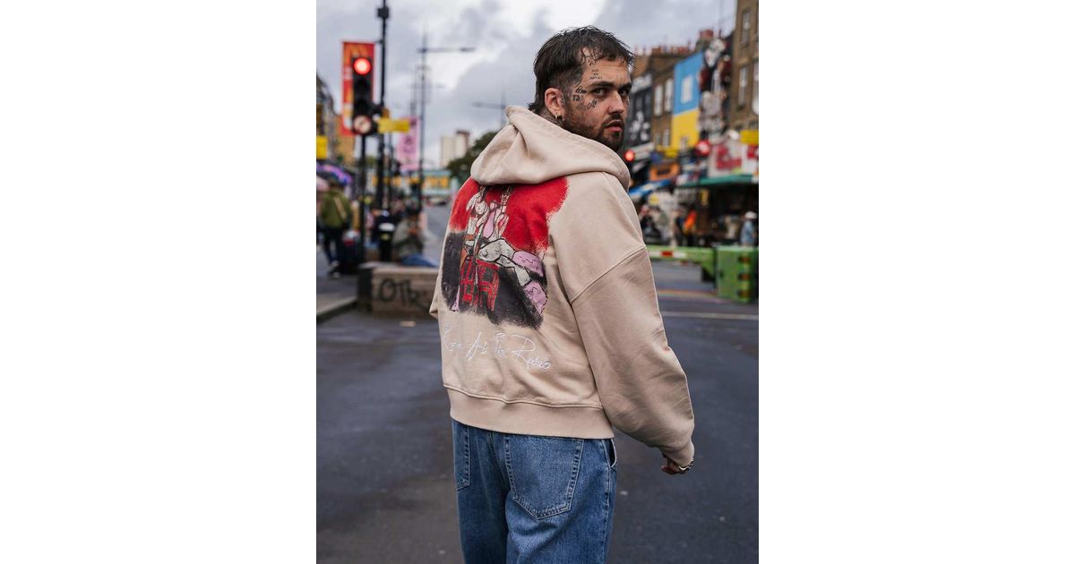 TOPMAN Mason Newman X Boxy Fit Hoodie With Hotel Bar Front And Back ...