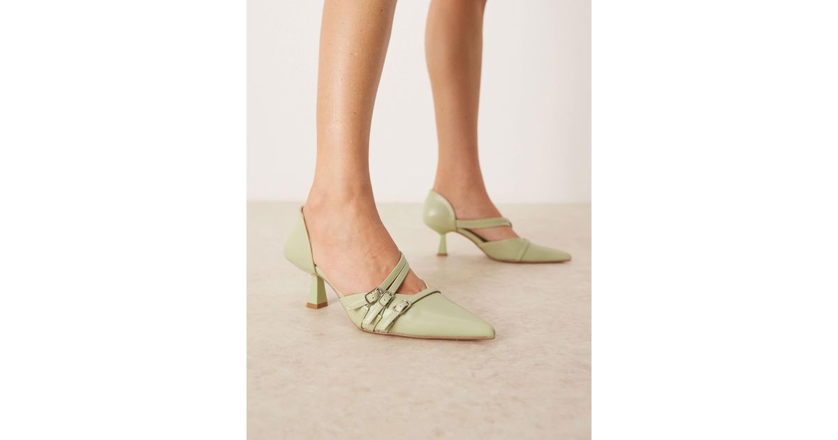 Glamorous Slingback Kitten Heeled Shoes in Natural | Lyst