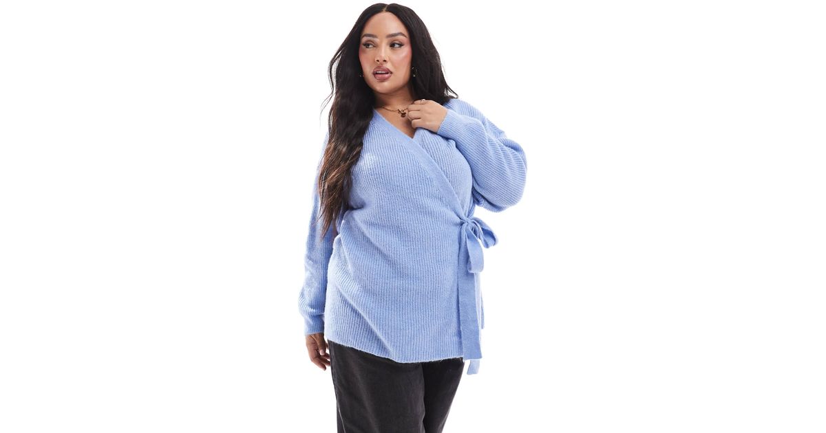 ONLY Wrap Cardigan in Blue | Lyst