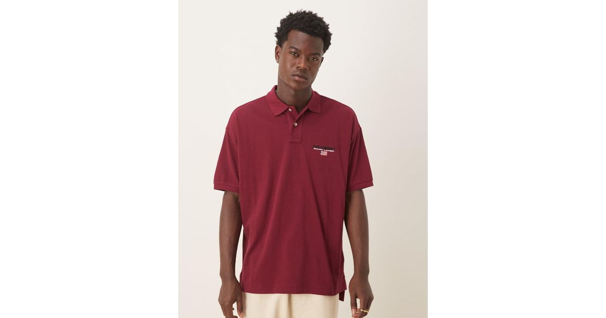 Polo Ralph Lauren Sport Capsule Flag Logo Oversized Fit Pique Polo in ...