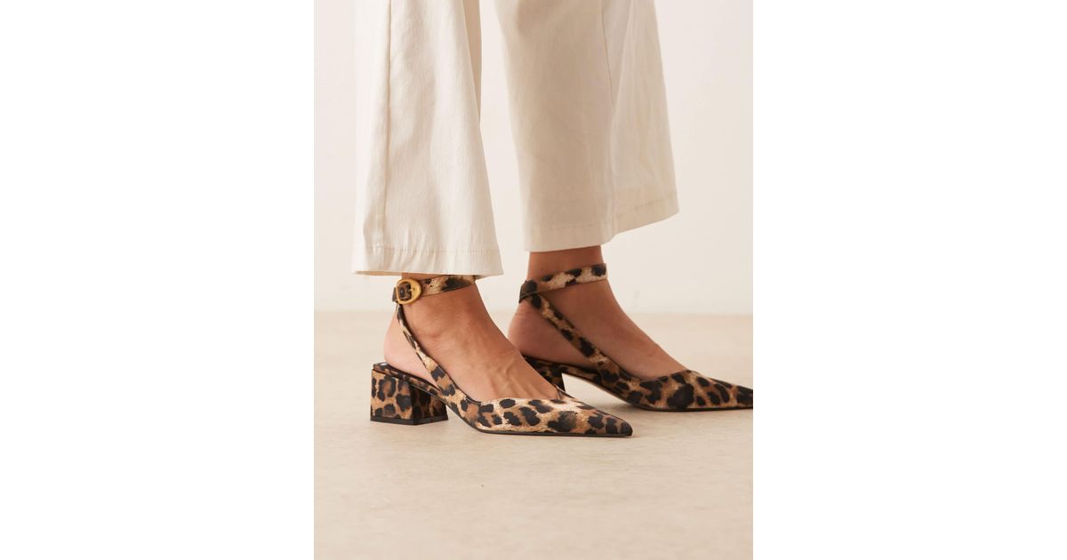 ASOS Sienna Mid Block Heel Shoes in Natural | Lyst