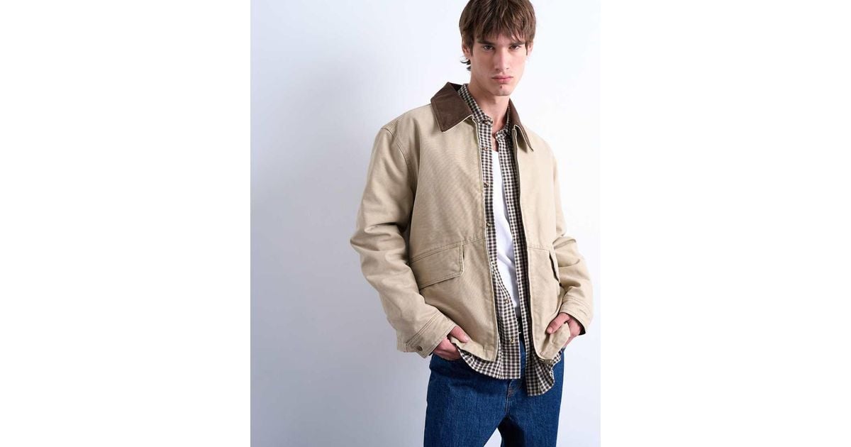 TOPMAN Padded Canvas Jacket in Natural for Men | Lyst UK