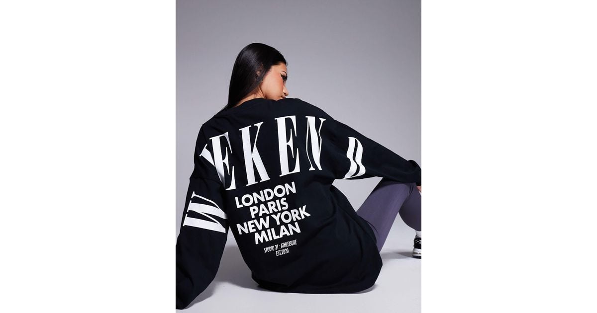 ASOS Weekend Collective Icon Oversized Long Sleeve T-shirt With Stacked ...