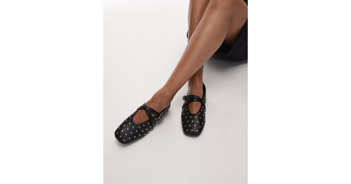 Tommy Hilfiger Studded Mary Jane Flats in Natural | Lyst UK