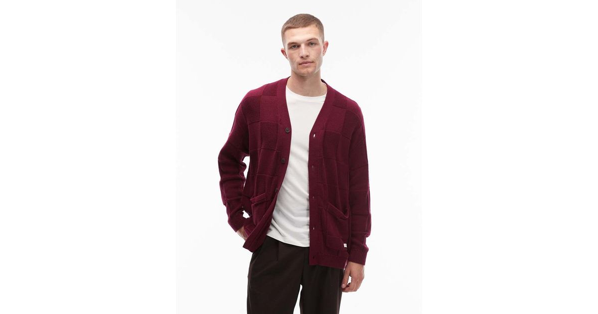 Element Textu Check Cardigan in Red for Men | Lyst UK